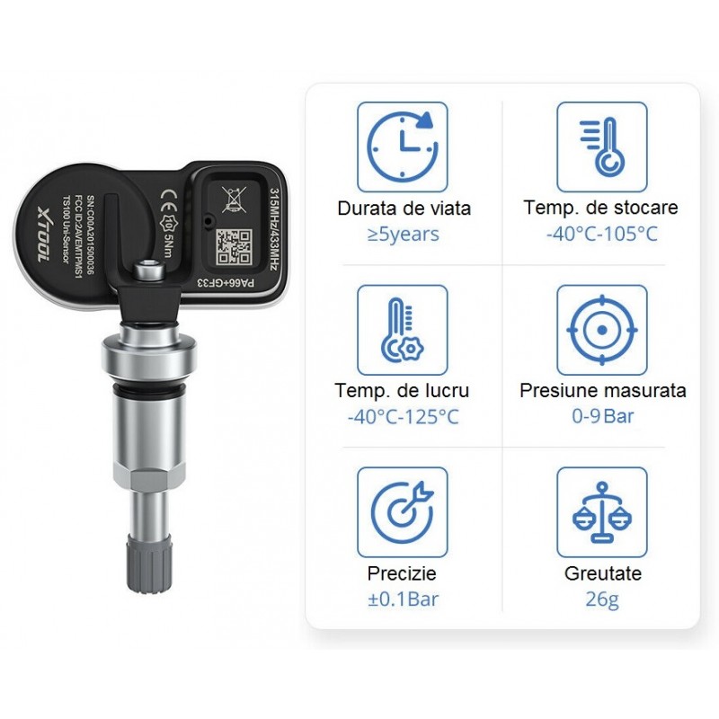 Senzor TPMS universal programabil pentru presiune roti | Select Auto